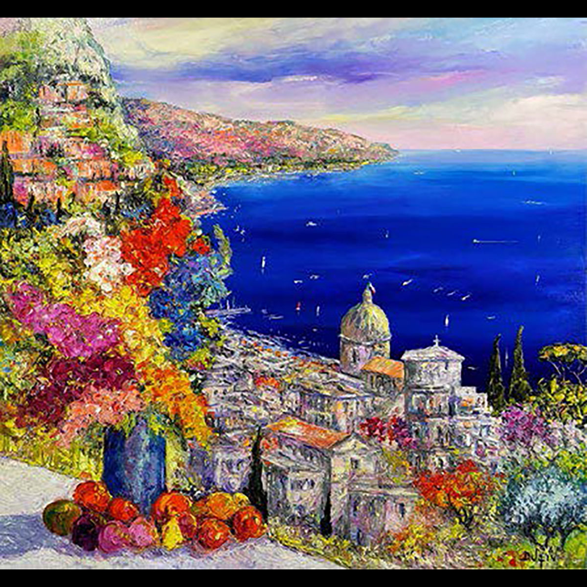 Positano in Blue25'' x 25'' - Duaiv