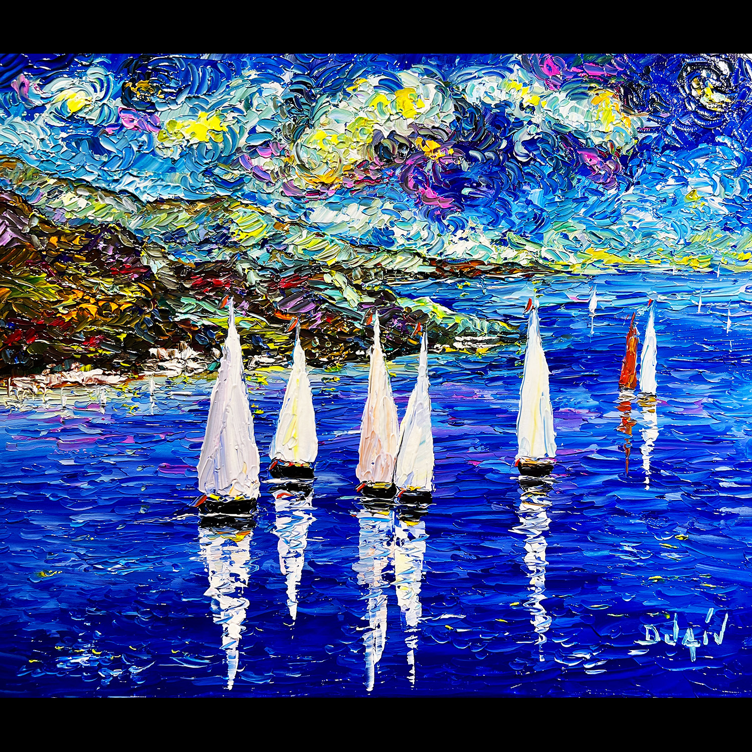 The Starry Night Sailboats 20'' x 24'' - Duaiv